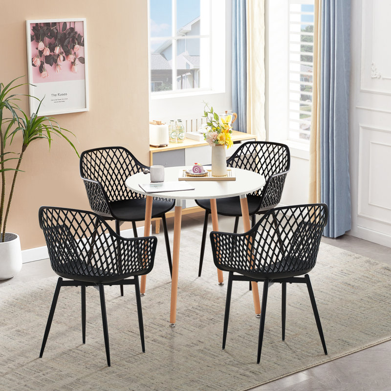 George Oliver 5 Piece Dining Table Set Round Dining Table With Chairs For Home Kitchen Dining Room Restaurant White And Black Wayfair